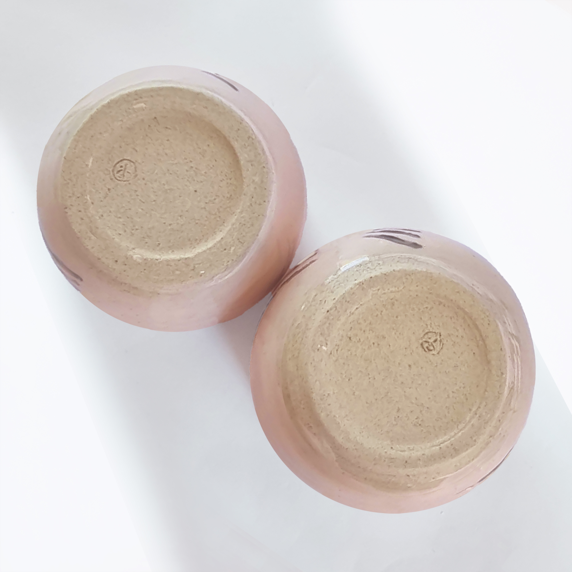 'Scratched' Pair Green Tea Cups Handmade by EKO