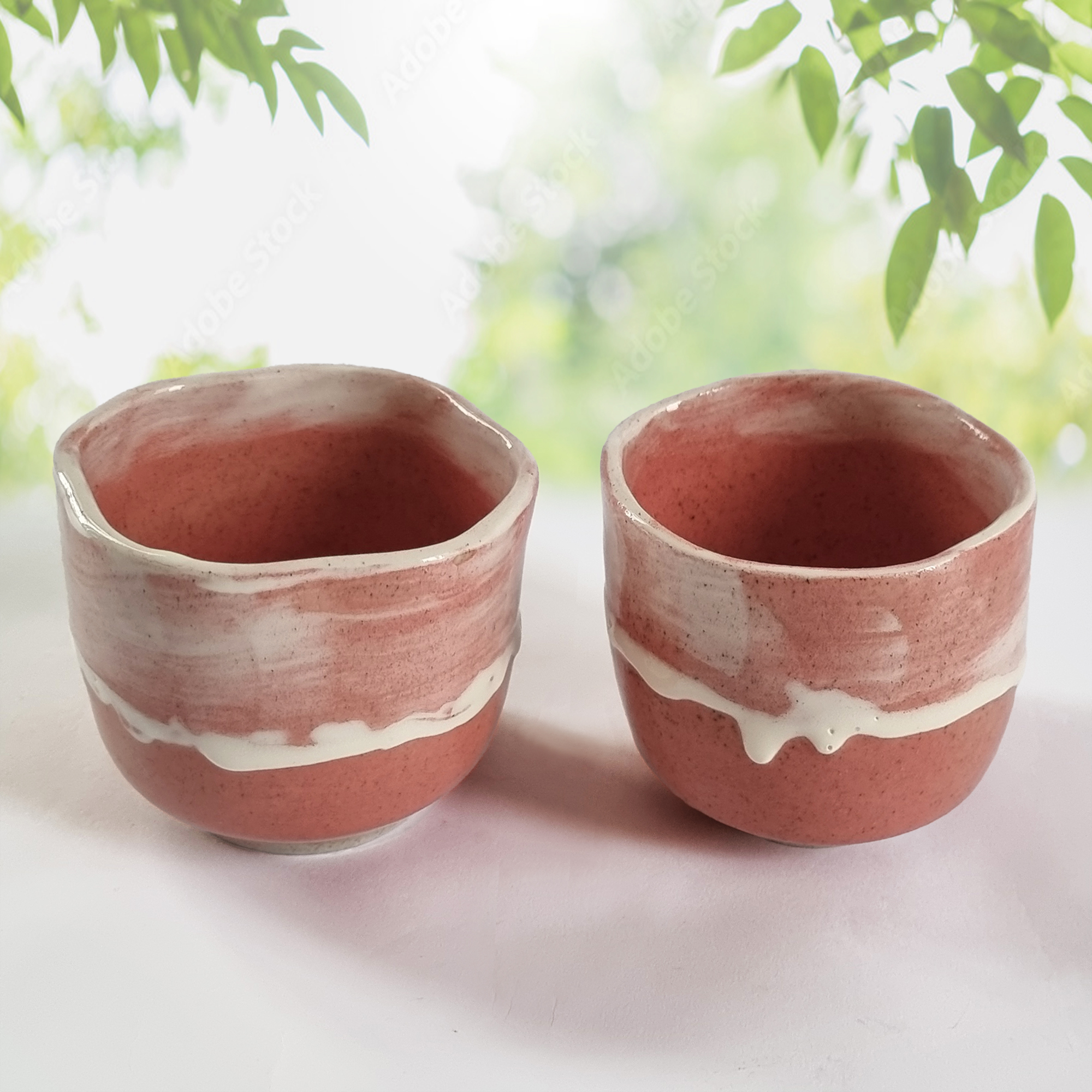 "Rosey Boundary" Green Tea Pair Cups by EKO