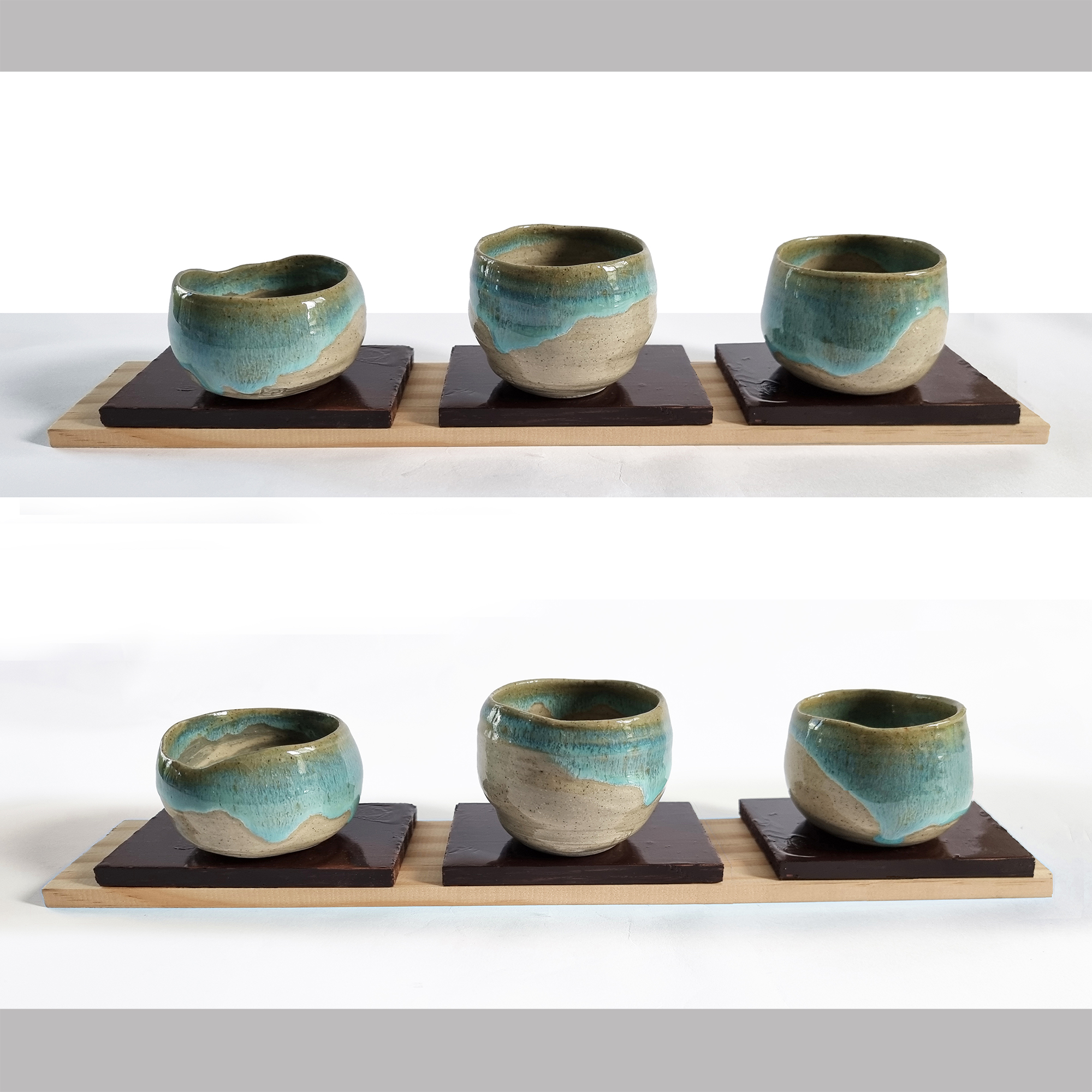 "Triplet Beaches" 3 x Small Japanese cups