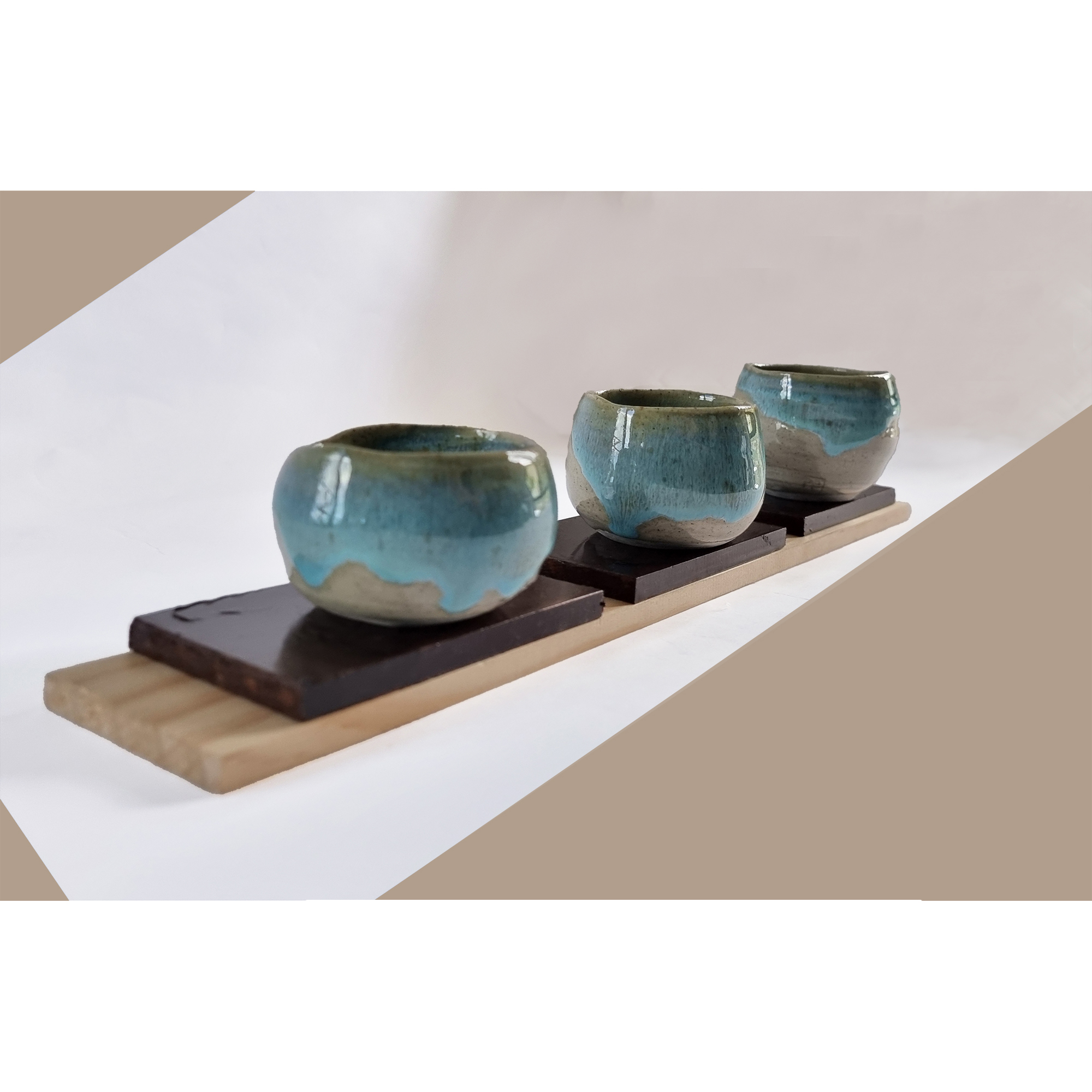 "Triplet Beaches" 3 x Small Japanese cups