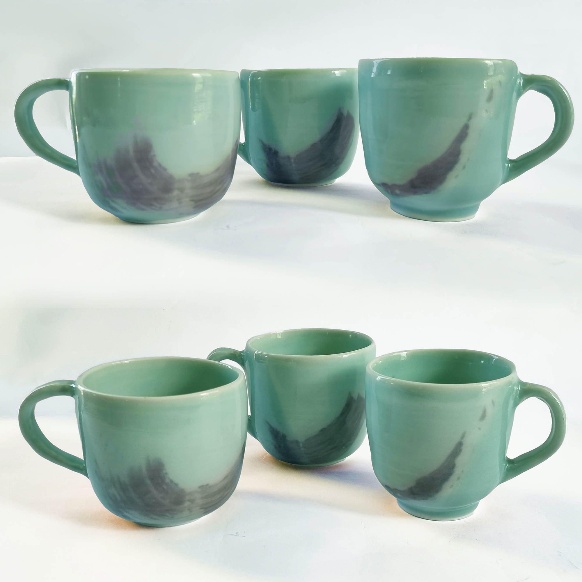 "Turquoise Air" 3 x Japanese Style Tea Cups by CHICACO