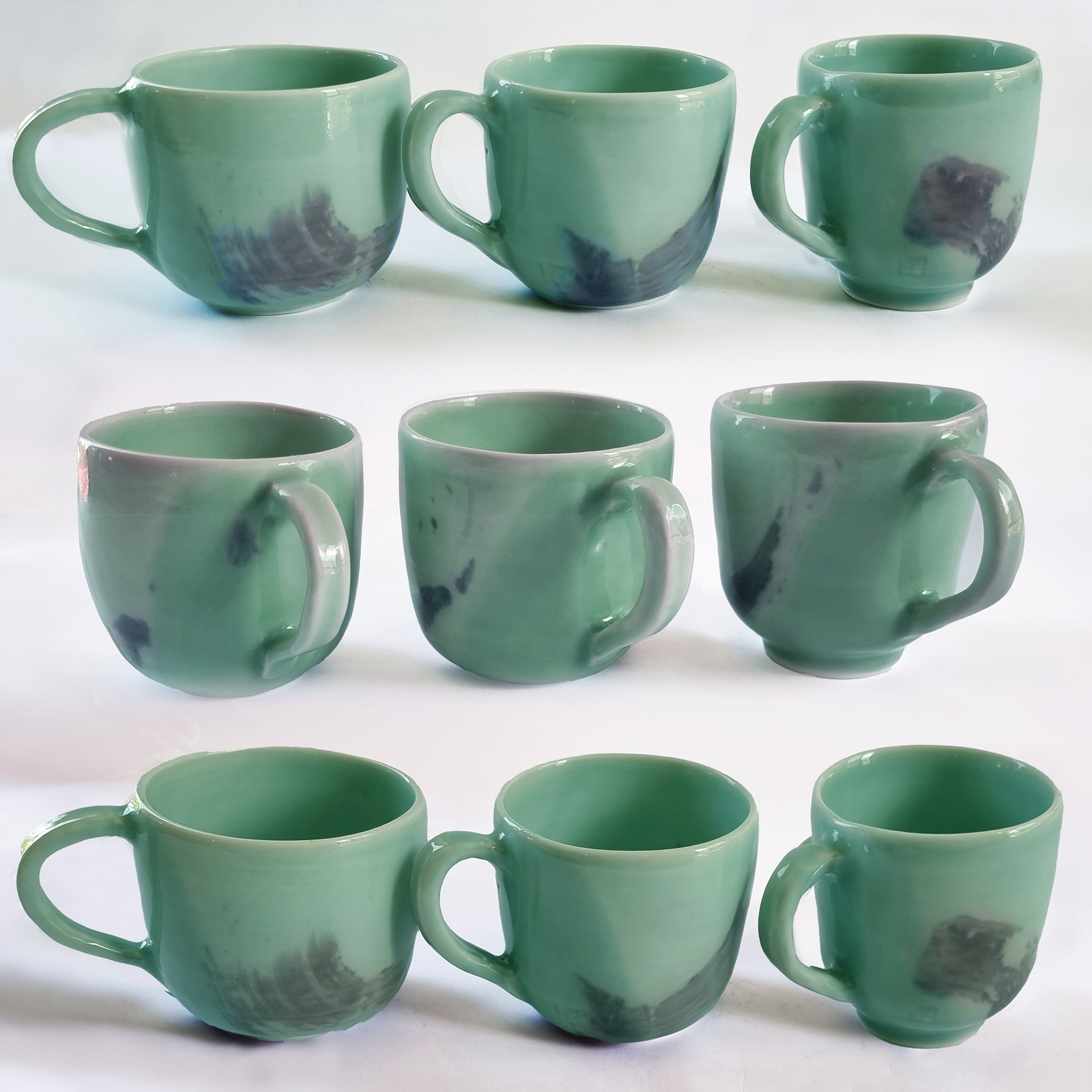 "Turquoise Air" 3 x Japanese Style Tea Cups by CHICACO